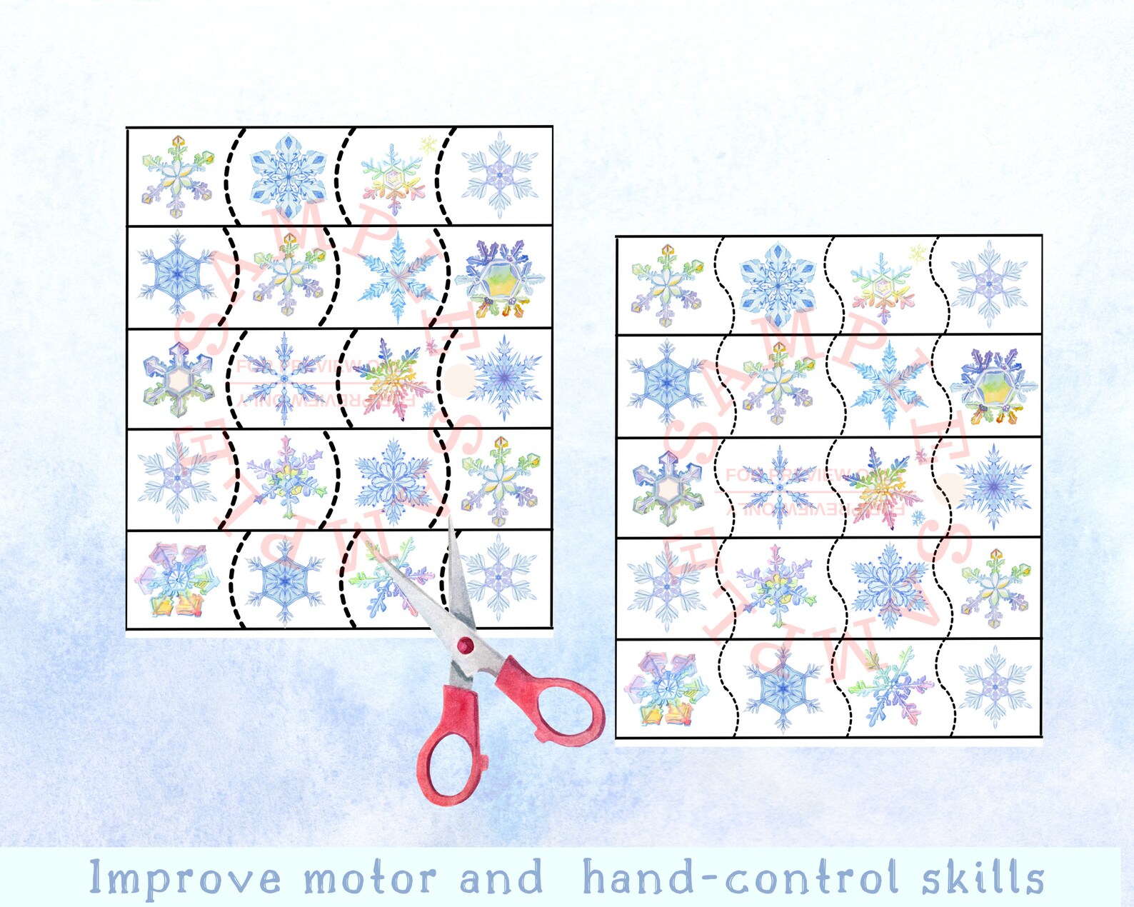 Snowflakes Cutting Strips Printable Cutting Sheets for Kids - Etsy