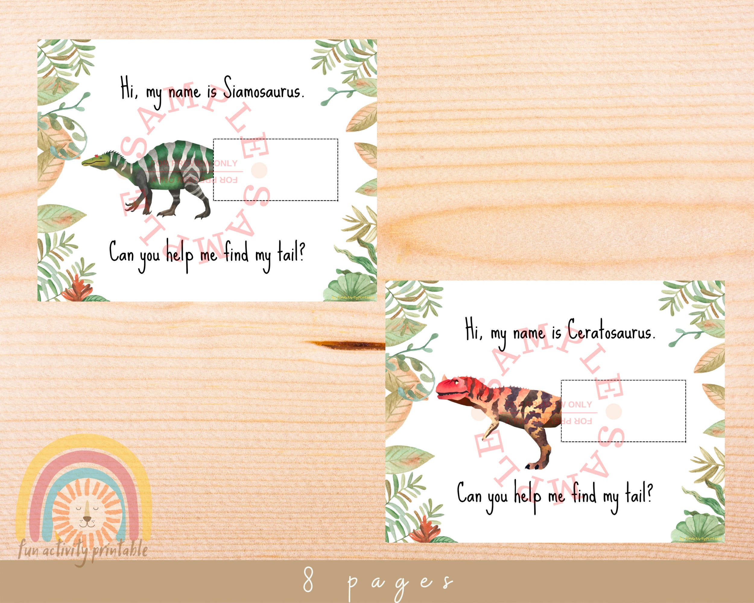 Dinosaur Find the Tail Game Dinosaur Activity Busy Book - Etsy