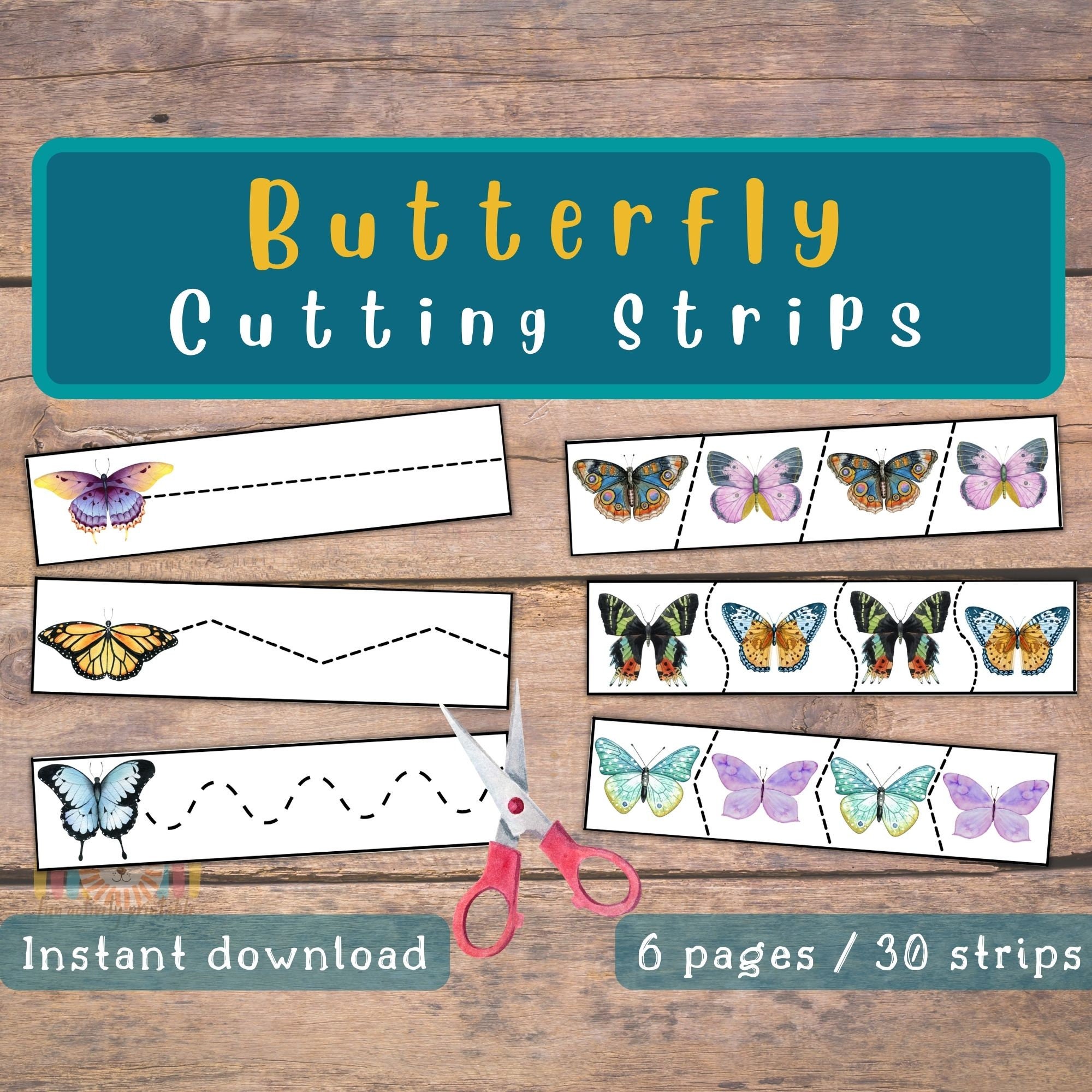 Butterfly Cutting Strips Printable Cutting Sheets for Kids - Etsy