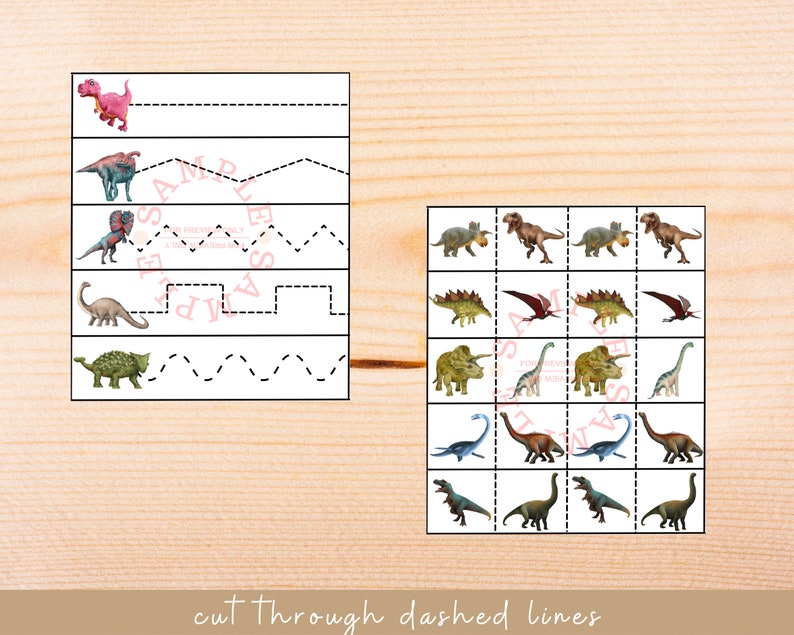 Dinosaur Cutting Strips Printable Cutting Sheets for Kids - Etsy