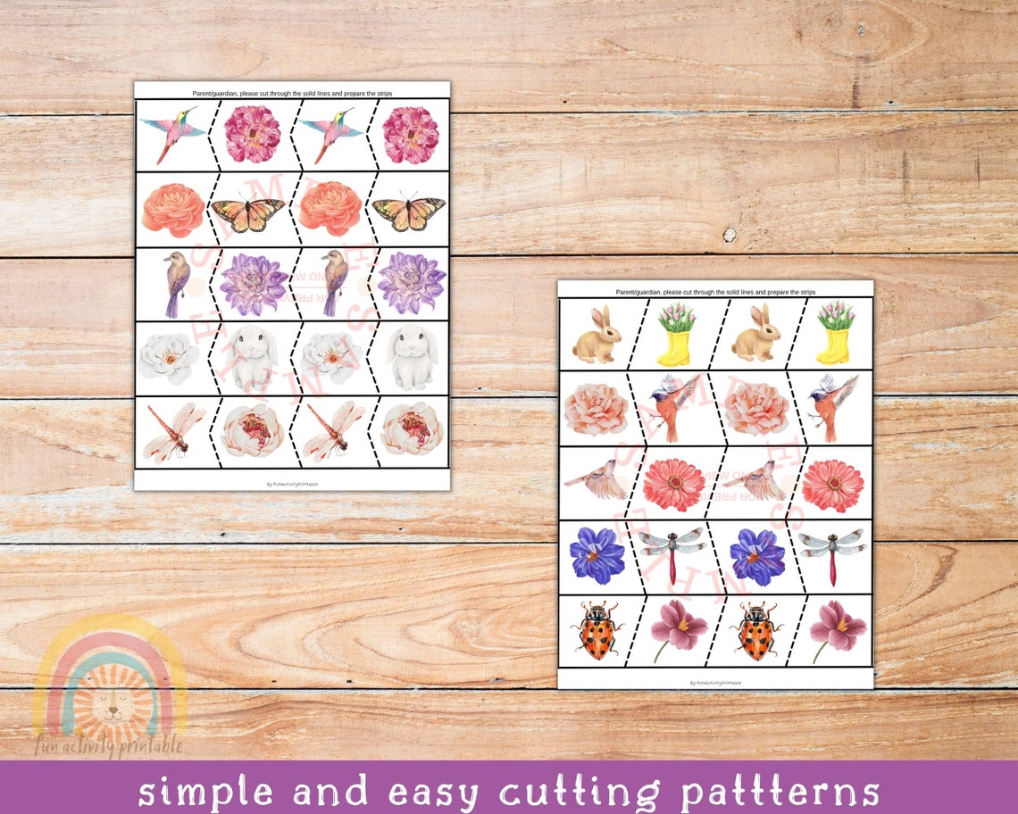 Spring Cutting Strips Printable Cutting Sheets for Kids | Etsy