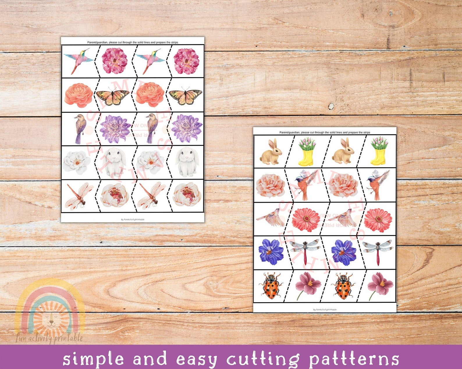 Spring Cutting Strips Printable Cutting Sheets for Kids | Etsy