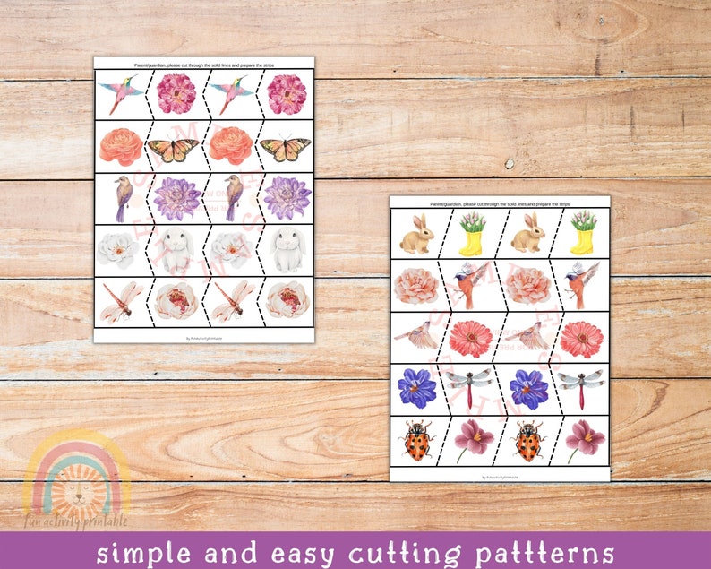 Spring Cutting Strips Printable Cutting Sheets for Kids | Etsy