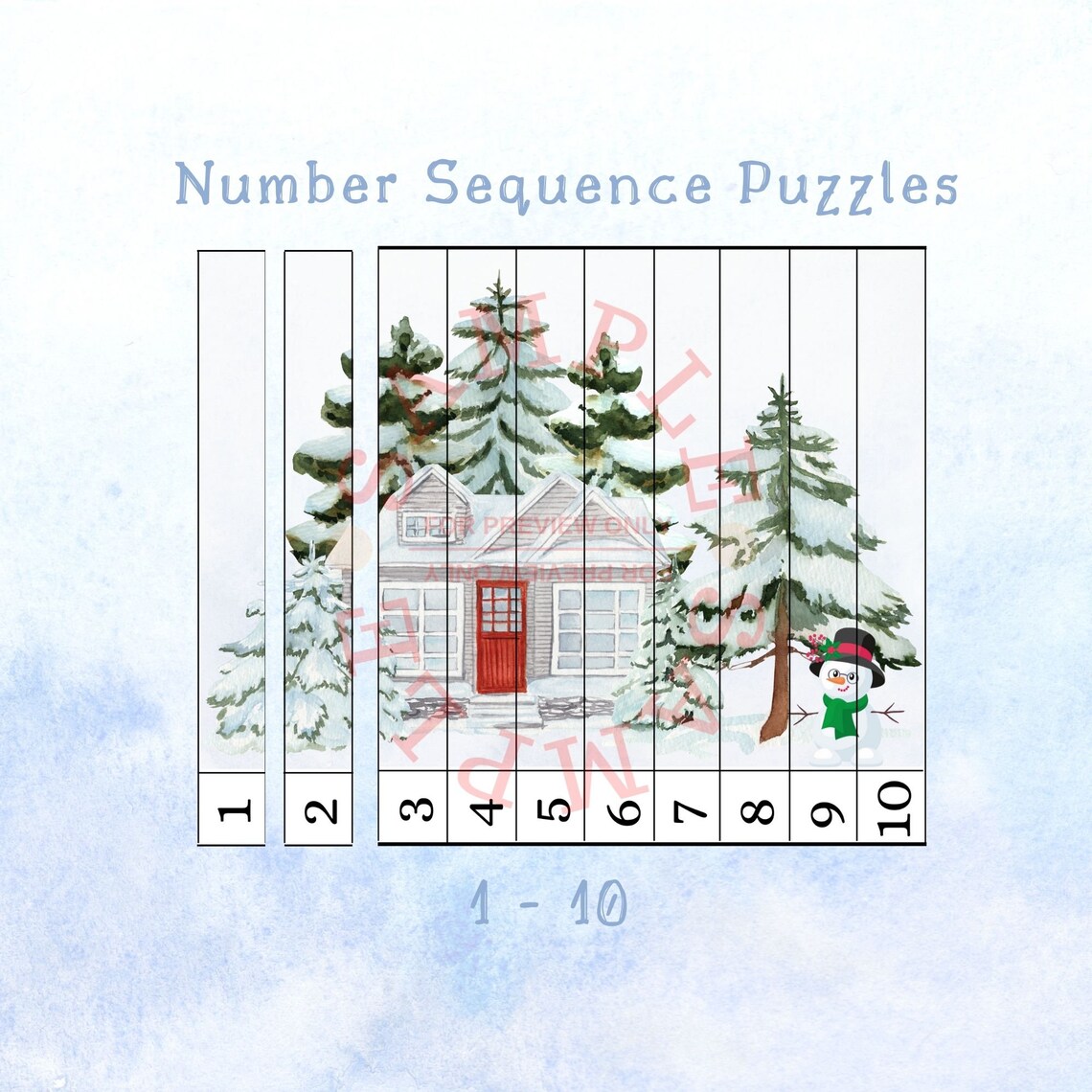 Winter Number Sequence Puzzles Printable Preschool Puzzles Kids ...