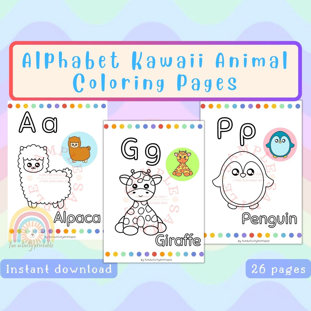 Alphabet Coloring Pages With Kawaii Animal ABC Coloring Pages Preschool ...