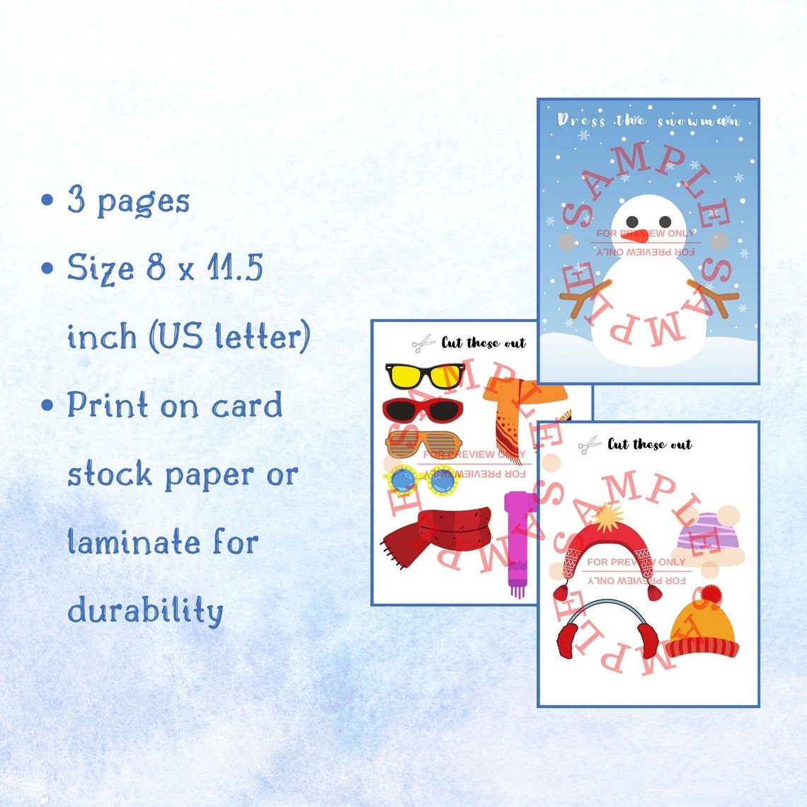 Dress the Snowman Printable Game Winter Activity for Kids Learning ...