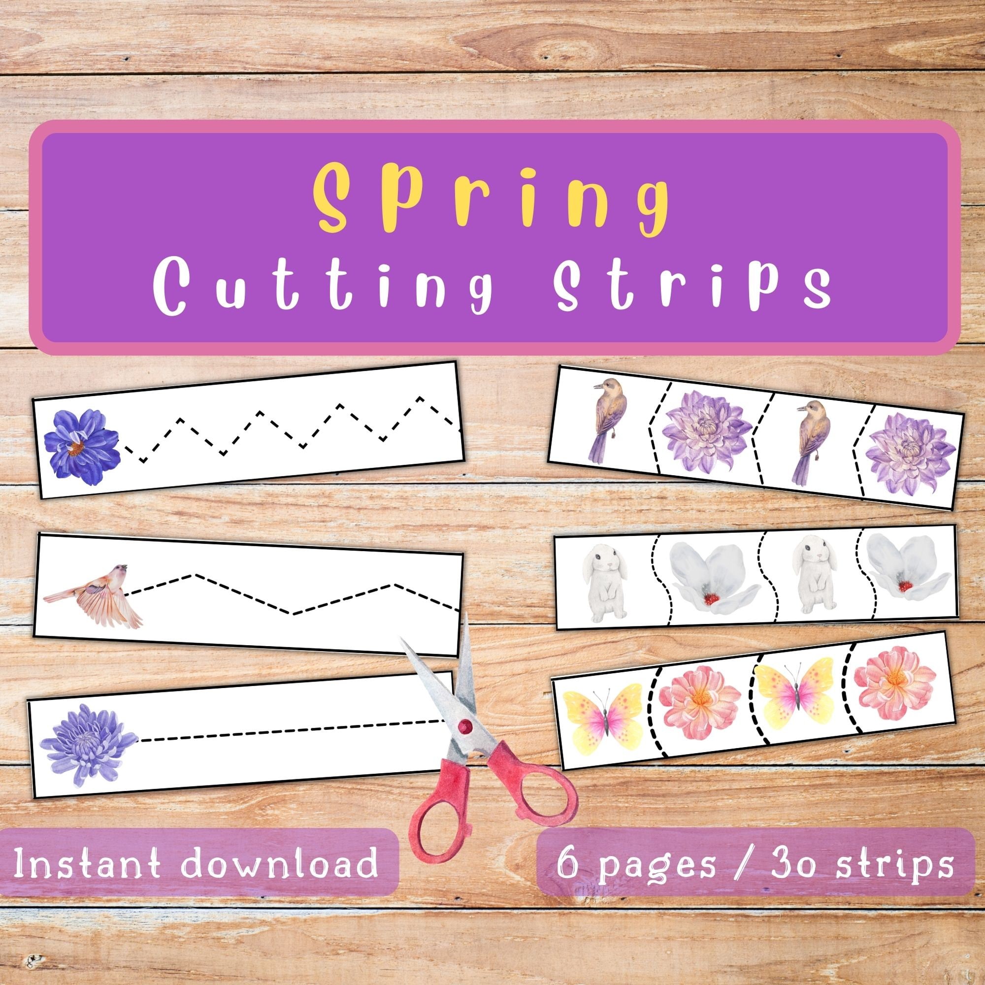 Spring Cutting Strips Printable Cutting Sheets for Kids Preschool ...