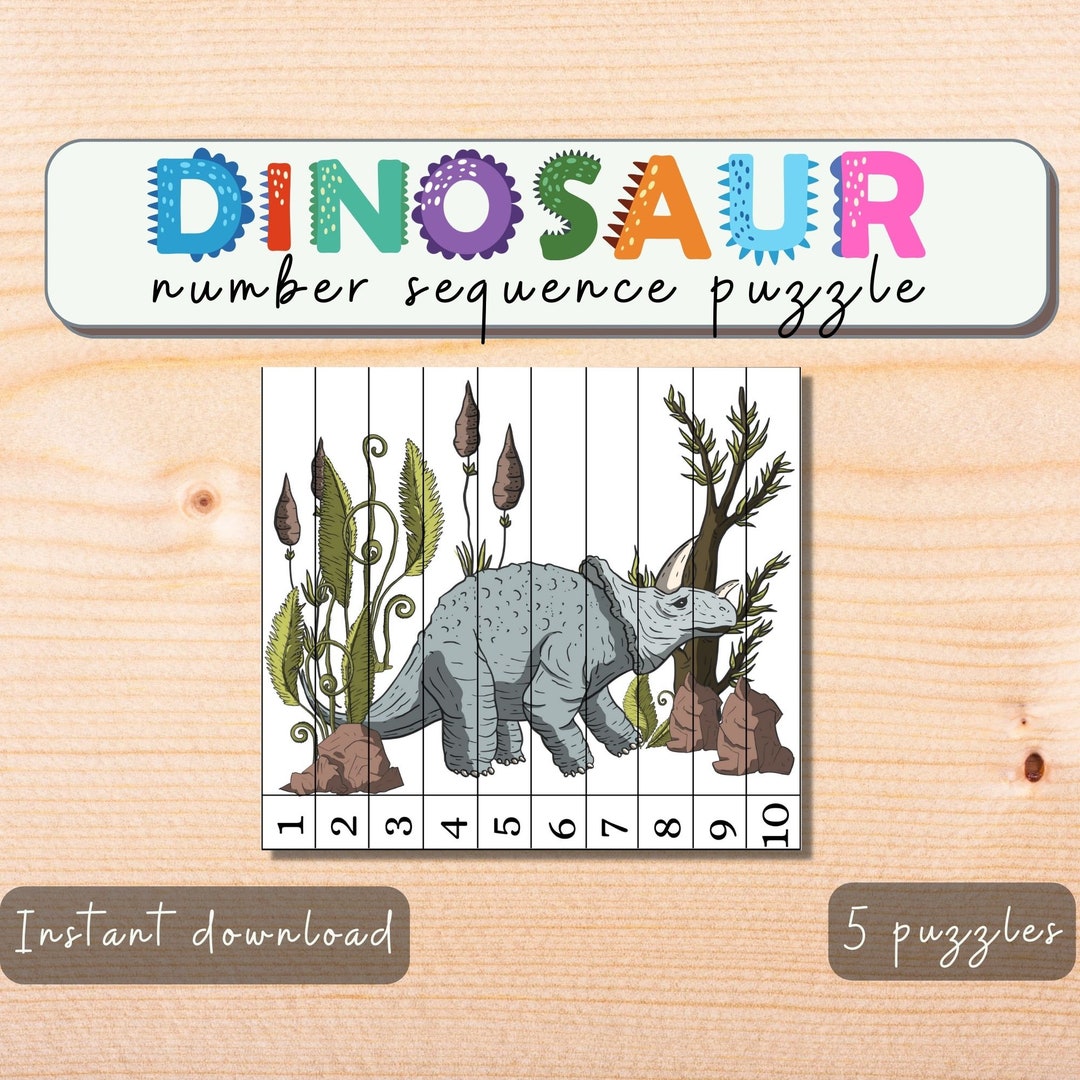 Dinosaur Number Sequence Puzzle Dinosaur Activity Busy Book Printable ...