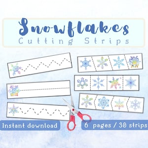 Snowflakes Cutting Strips Printable Cutting Sheets for Kids Preschool ...