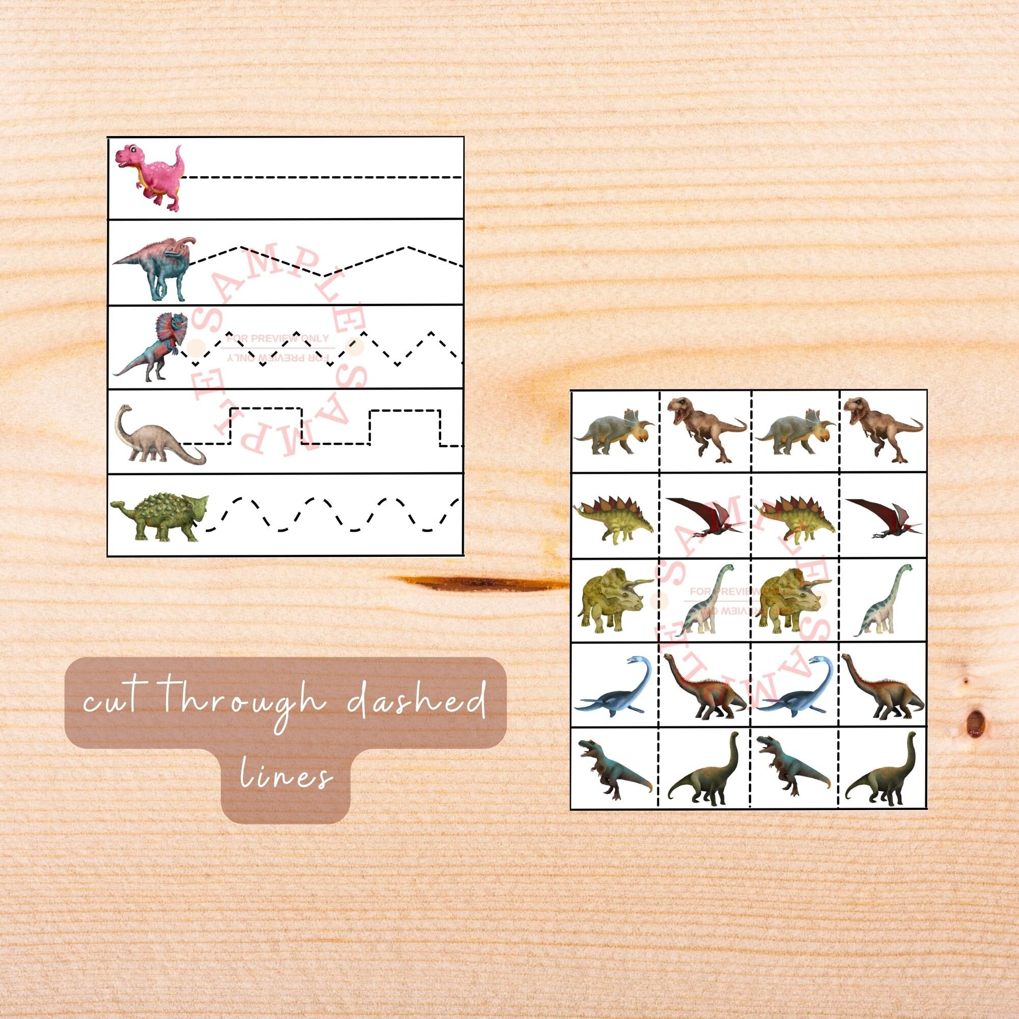 Dinosaur Cutting Strips Printable Cutting Sheets for Kids Preschool ...