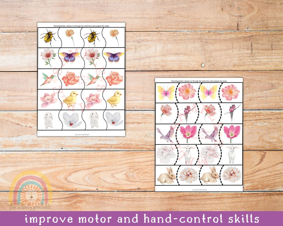 Spring Cutting Strips Printable Cutting Sheets for Kids | Etsy