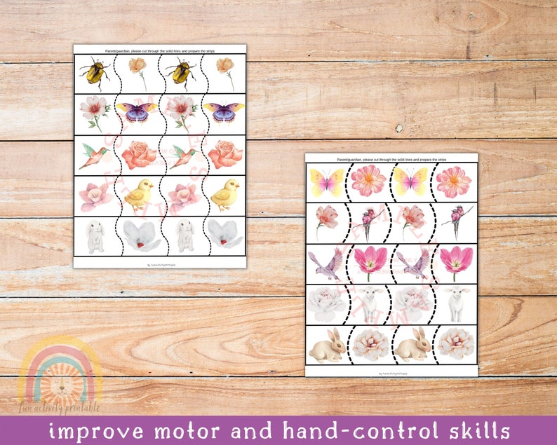 Spring Cutting Strips Printable Cutting Sheets for Kids | Etsy