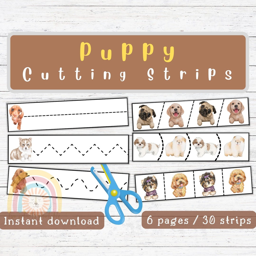 Puppy Cutting Strips Printable Cutting Sheets for Kids Preschool ...