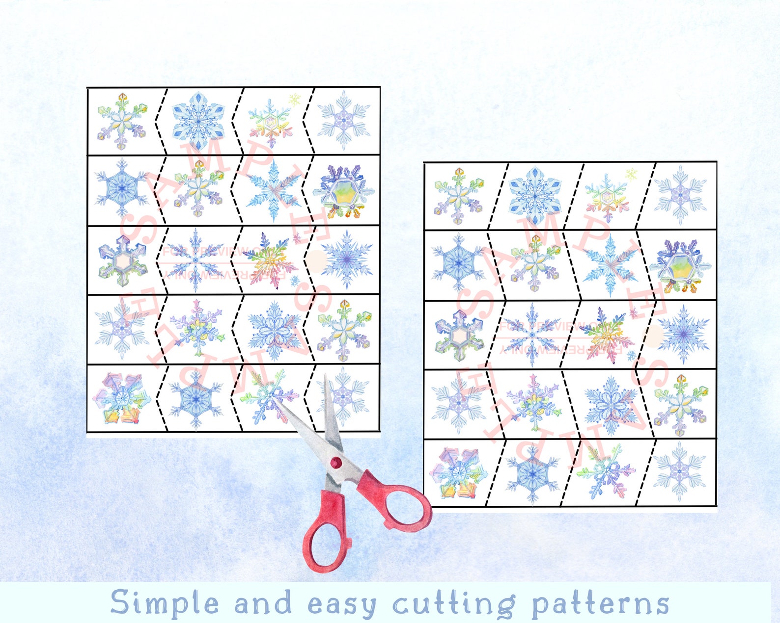 Snowflakes Cutting Strips Printable Cutting Sheets for Kids - Etsy