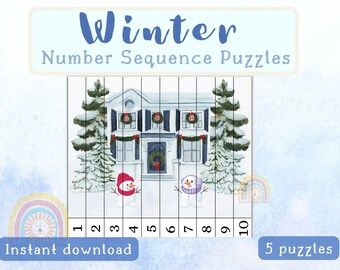 WILD ANIMALS Sequence Puzzle Printable Number Counting Puzzle - Etsy