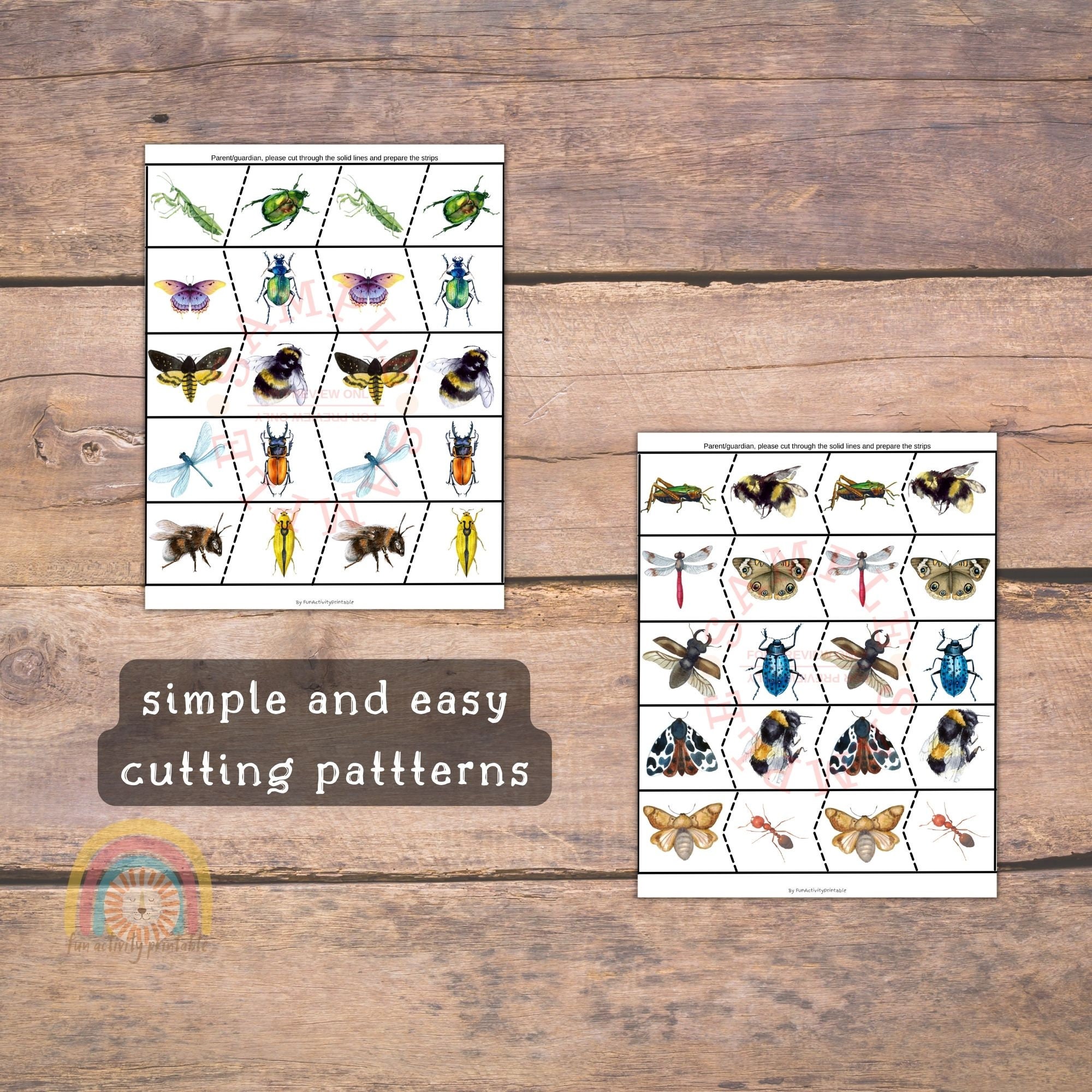 Insect Cutting Strips Printable Cutting Sheets for Kids Preschool ...