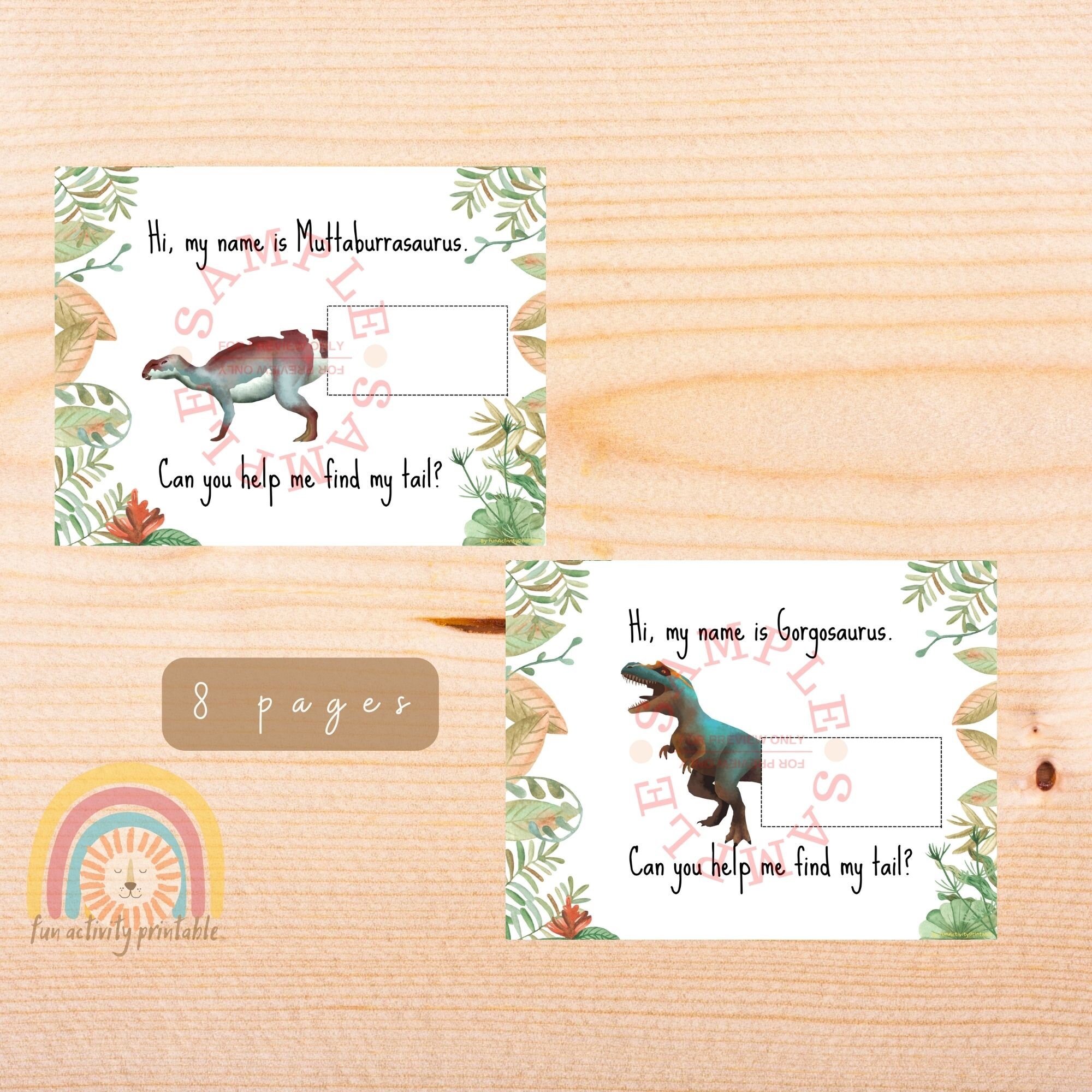 Dinosaur Find the Tail Game Dinosaur Activity Busy Book Printable ...