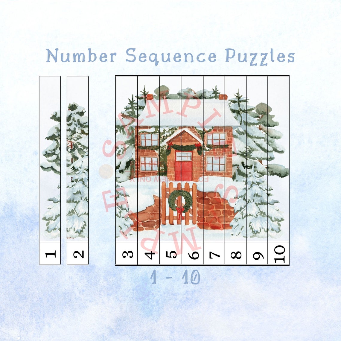 Winter Number Sequence Puzzles Printable Preschool Puzzles Kids ...