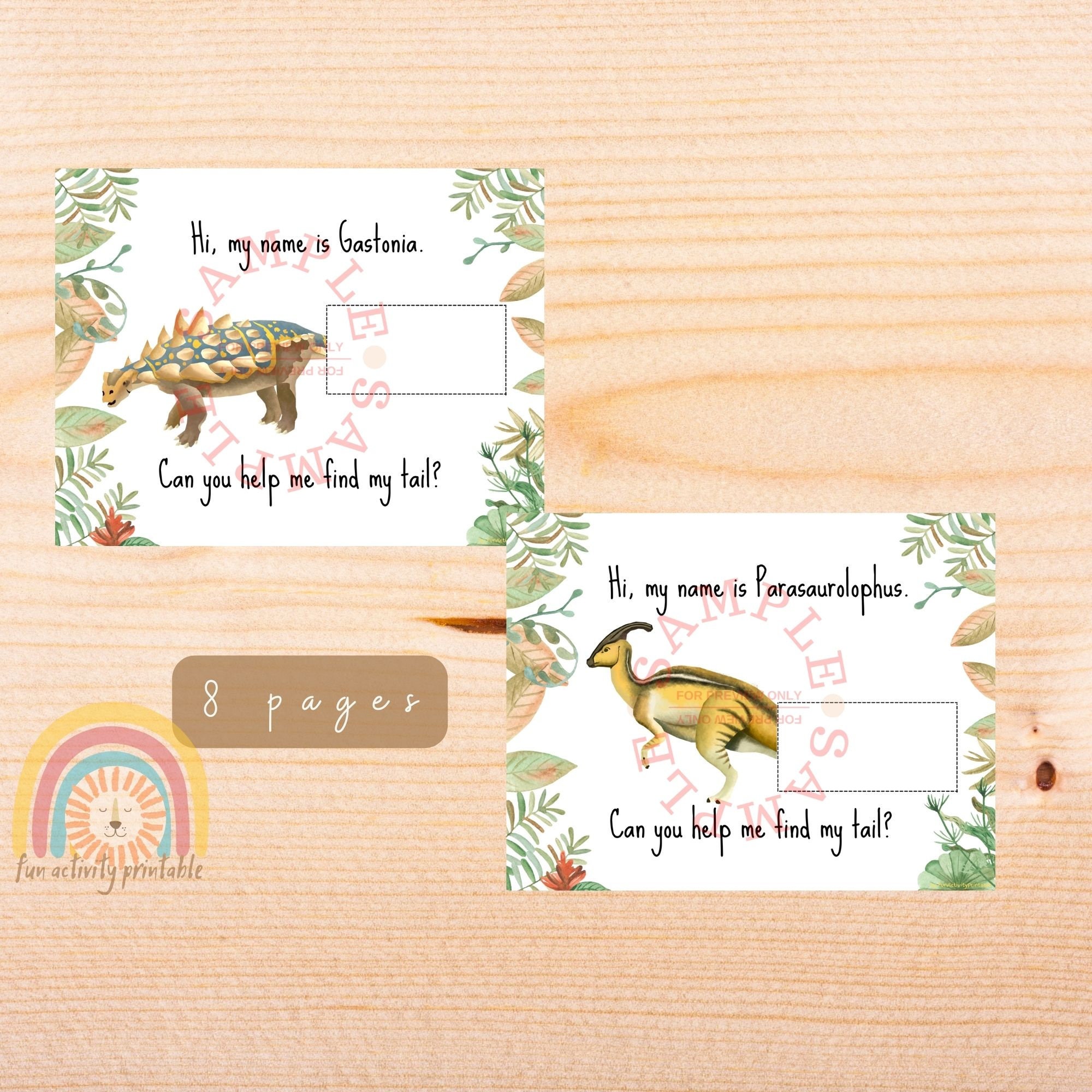 Dinosaur Find the Tail Game Dinosaur Activity Busy Book Printable ...