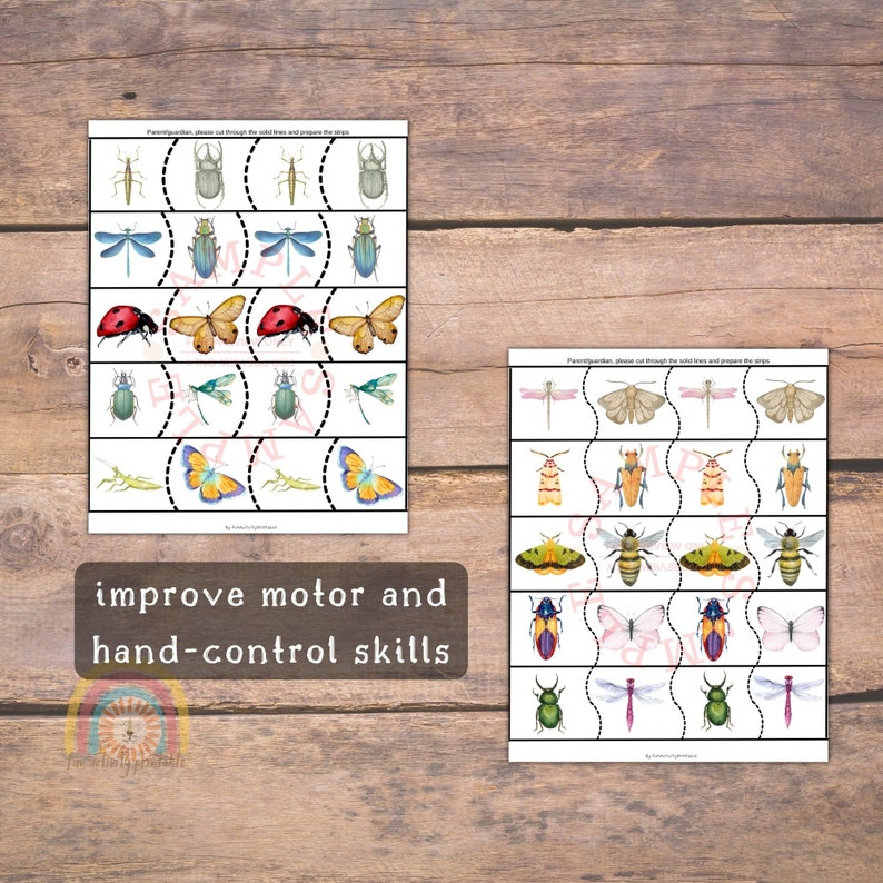 Insect Cutting Strips Printable Cutting Sheets for Kids Preschool ...