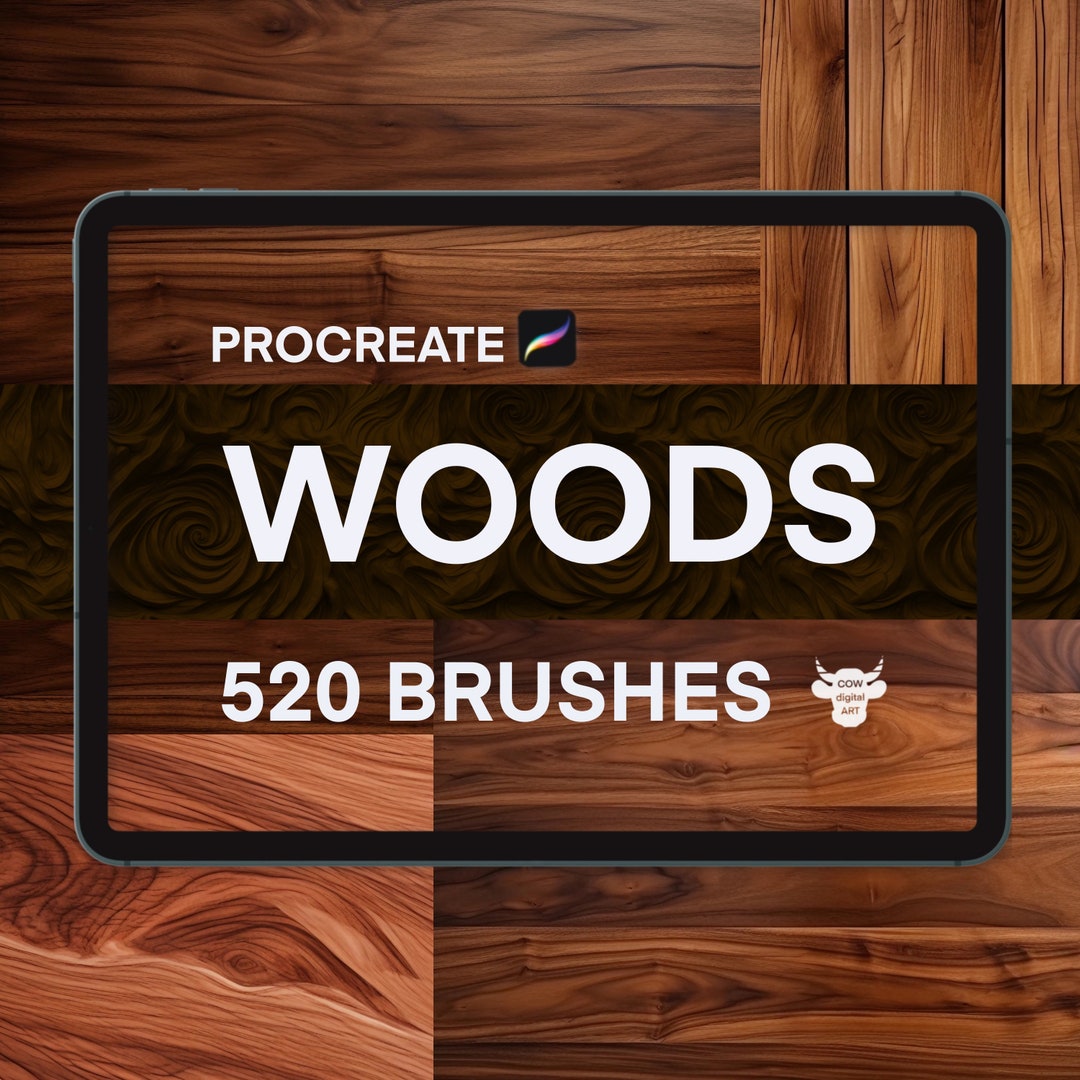 Procreate Wood Brush Set: 520 Wood Texture Brushes for iPad (digital ...