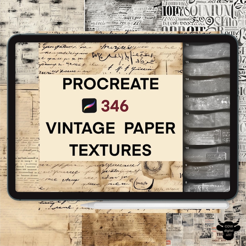 Procreate Vintage Paper Brushes: 283 Brush Set + Stamps (digital ...