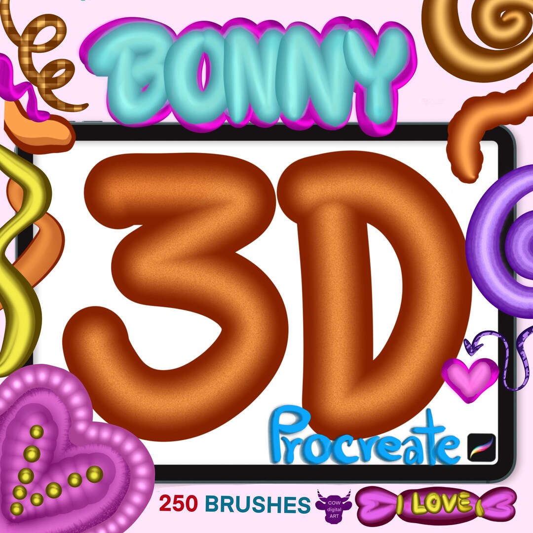 3D Lettering Procreate Brush,3d Graffiti No Overlap,glossy Brush,duo ...