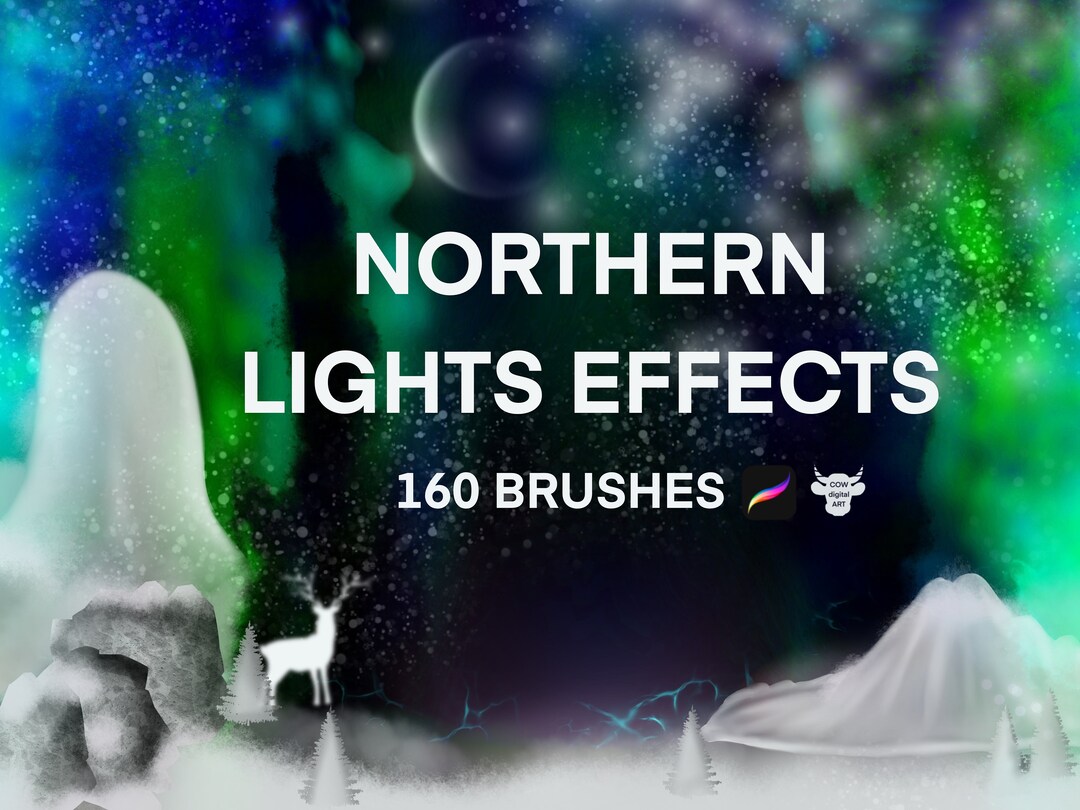 Procreate Northern Lights Brushes: Aurora Effects, Flare (digital ...