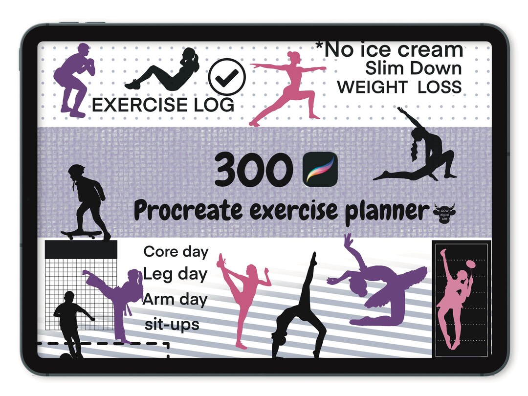 Procreate Fitness Brushes: Exercise Planner, Yoga Stamps (300 Brushes ...