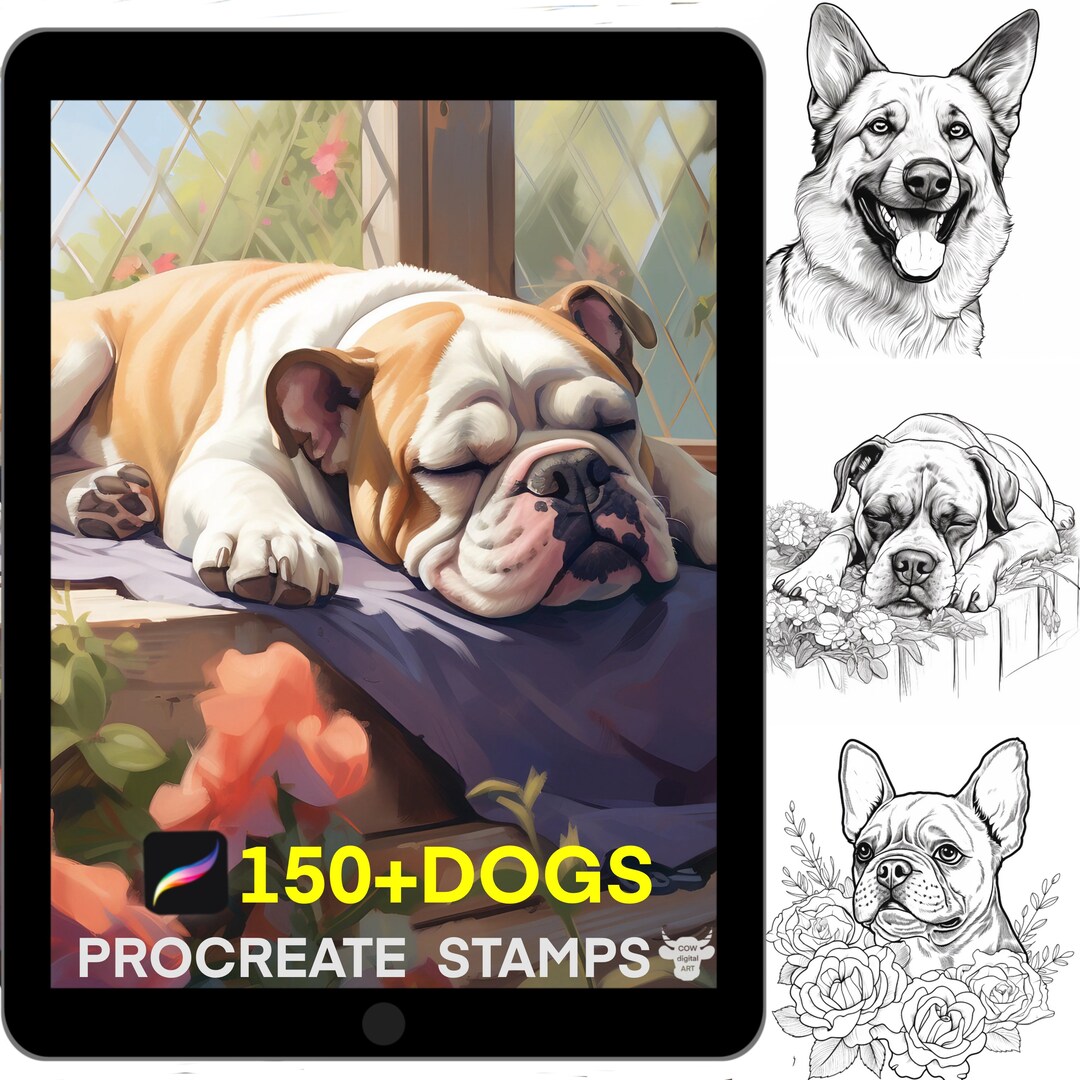 150+ Dog Breed Stamps for Procreate: Illustration Brushes (digital ...