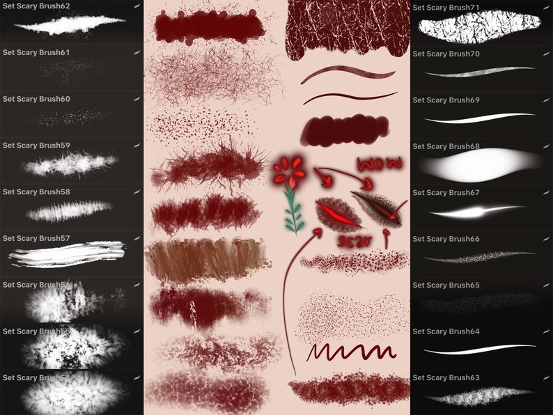 Scary Procreate Brush Set Blood Procreate horror Procreate - Etsy