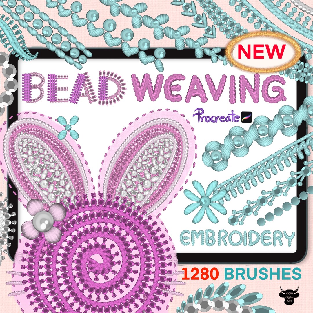 1280 Bead Procreate Brushes,procreate Embroidery,stitch Brushes,fashion ...