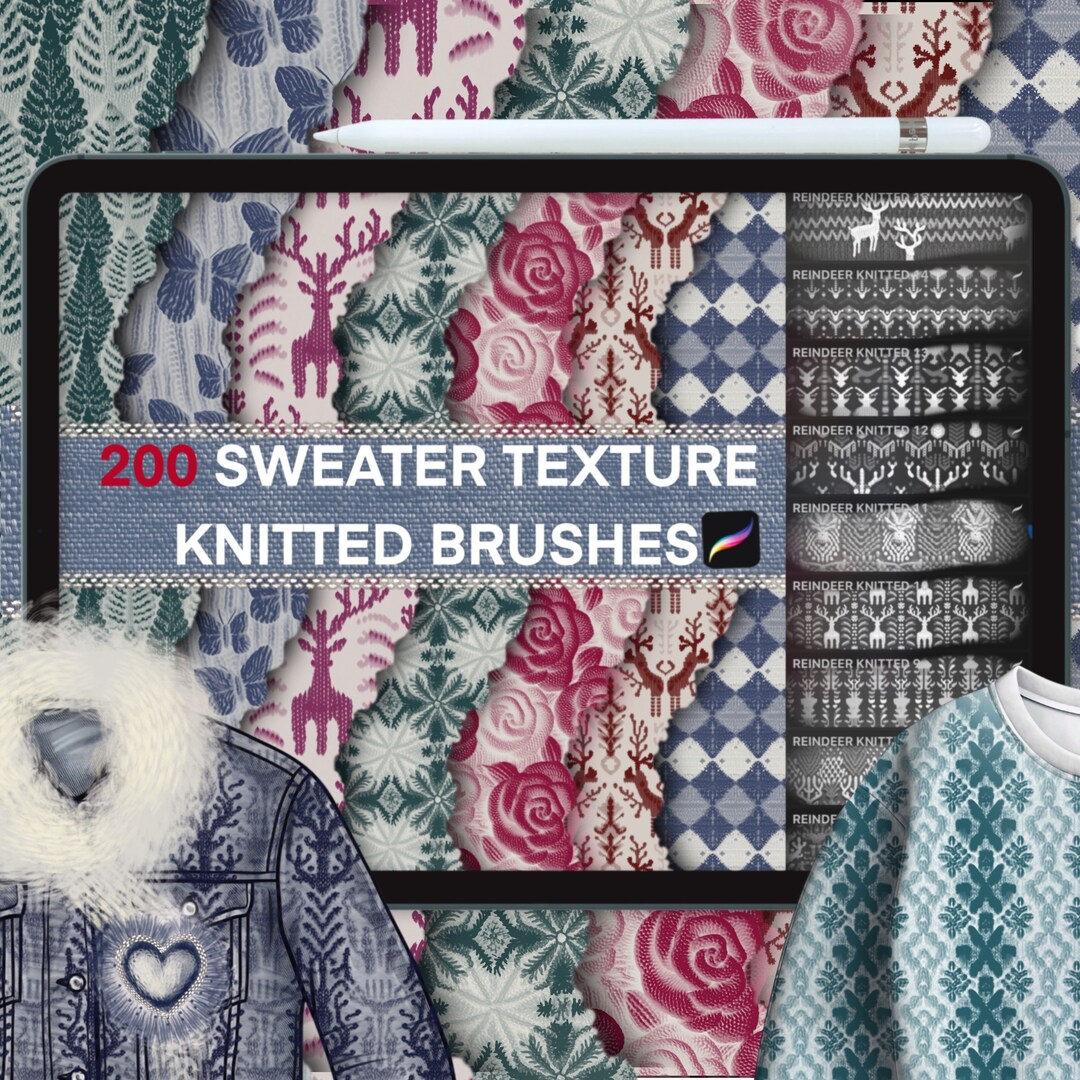 Procreate Fabric Sweater Texture Brushes : Christmas, Snowflake ...