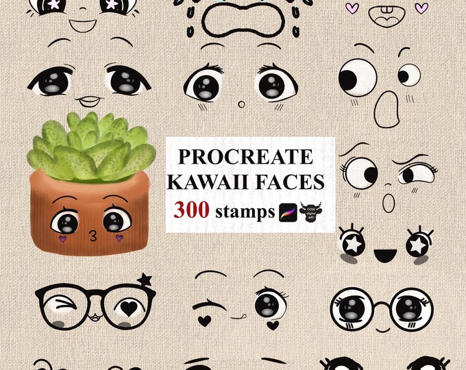 50 Procreate Cute Doodle Kawaii Character Stamps, Procreate Kawaii ...