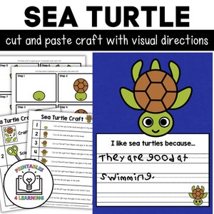 Printable Sea Turtle Cut and Paste Craft - Instant Digital Download - Etsy