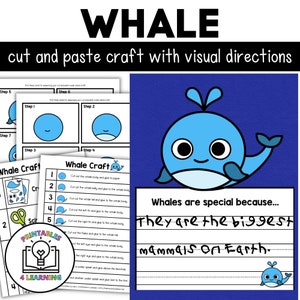 Printable Whale Cut and Paste Craft - Instant Digital Download - Etsy
