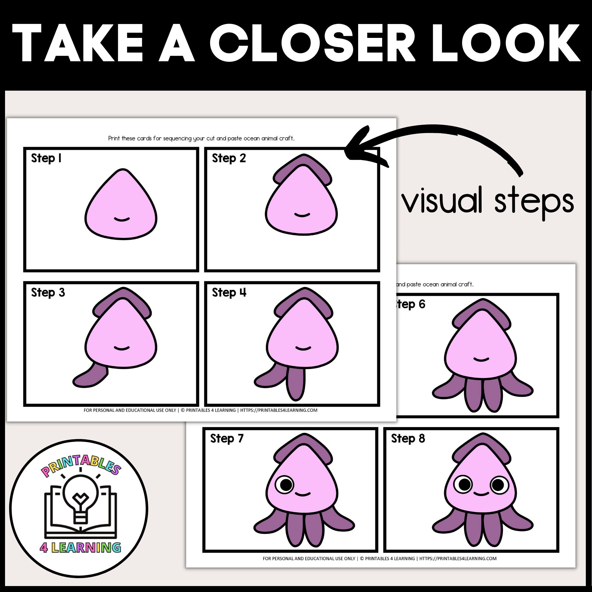 Printable Squid Cut and Paste Craft - Instant Digital Download - Etsy