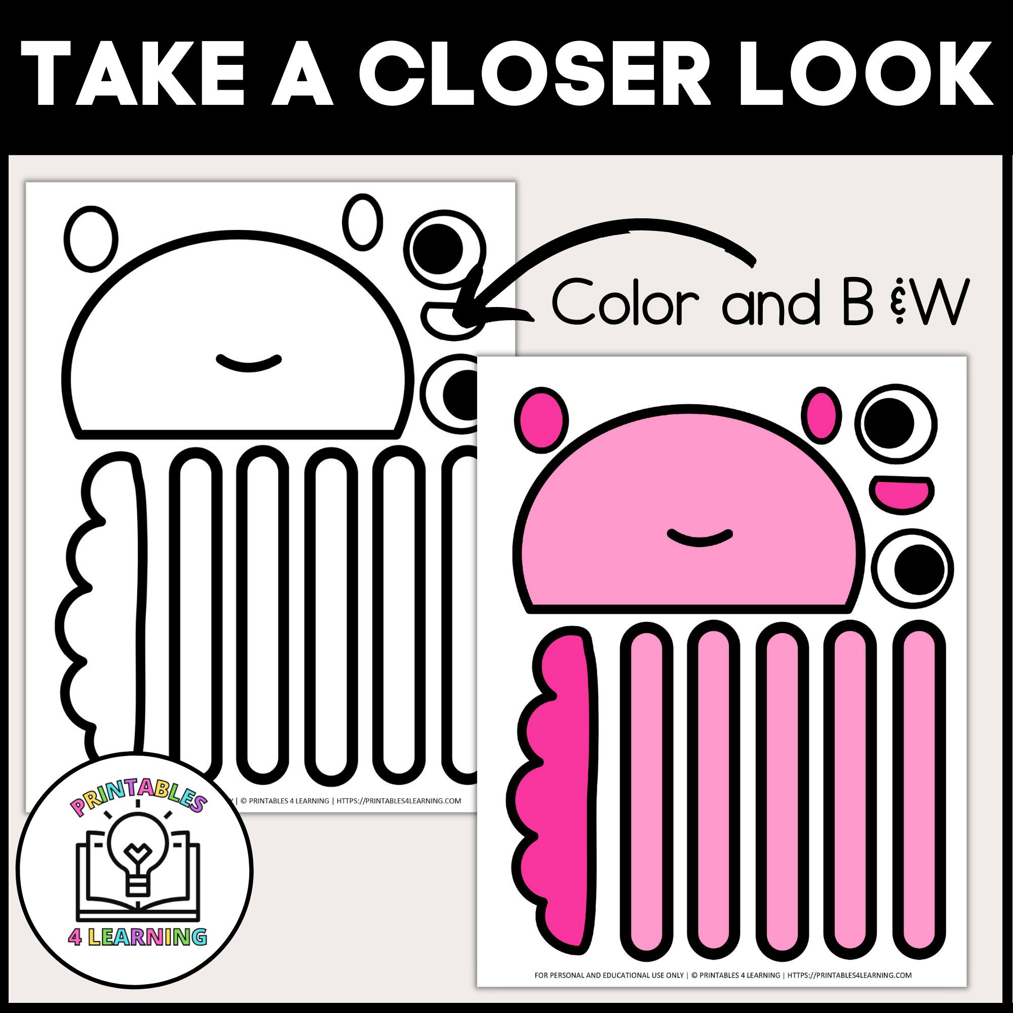 Printable Jellyfish Cut and Paste Craft - Instant Digital Download - Etsy