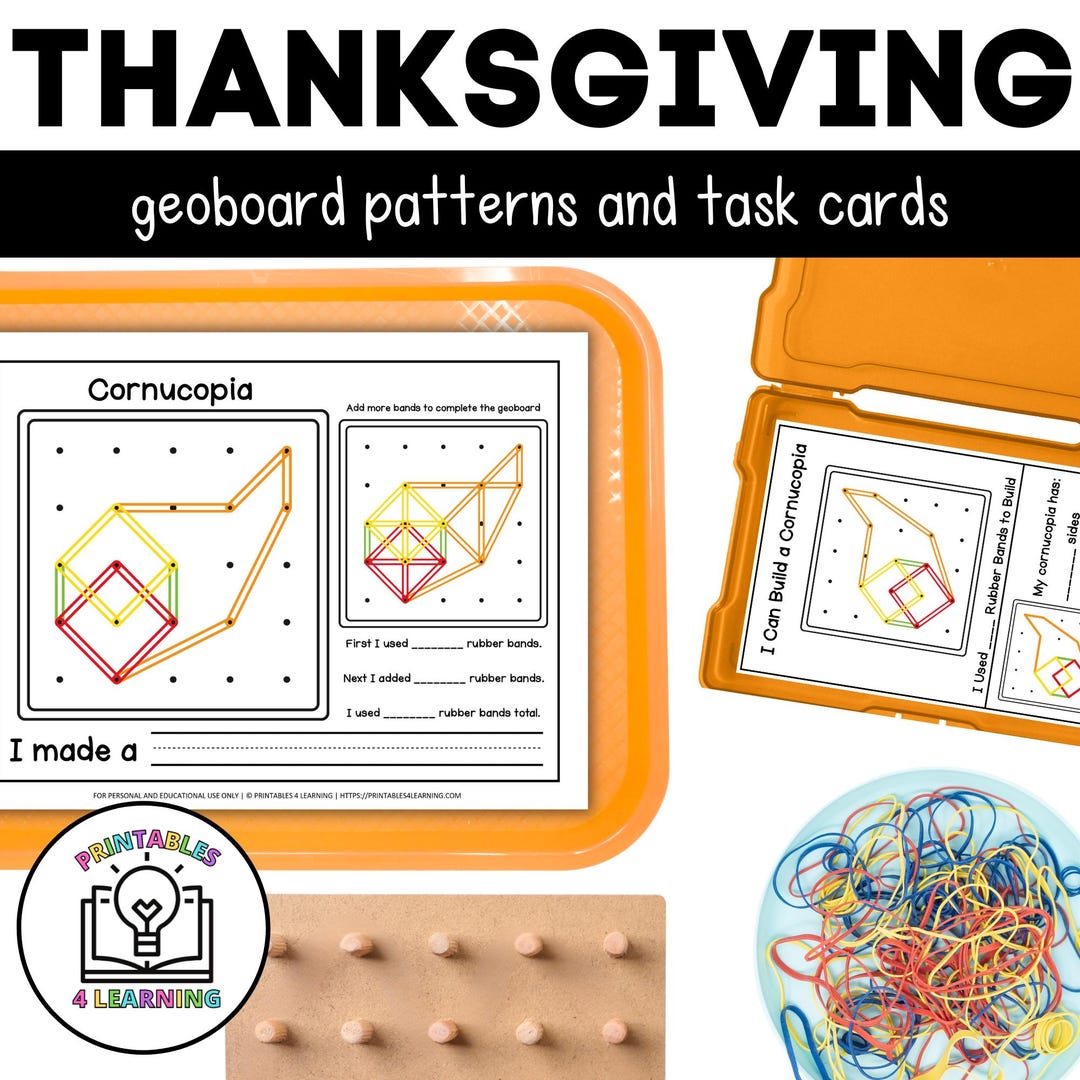 Thanksgiving Geoboards | Task Cards and Full Mat Geoboard Activities - Etsy