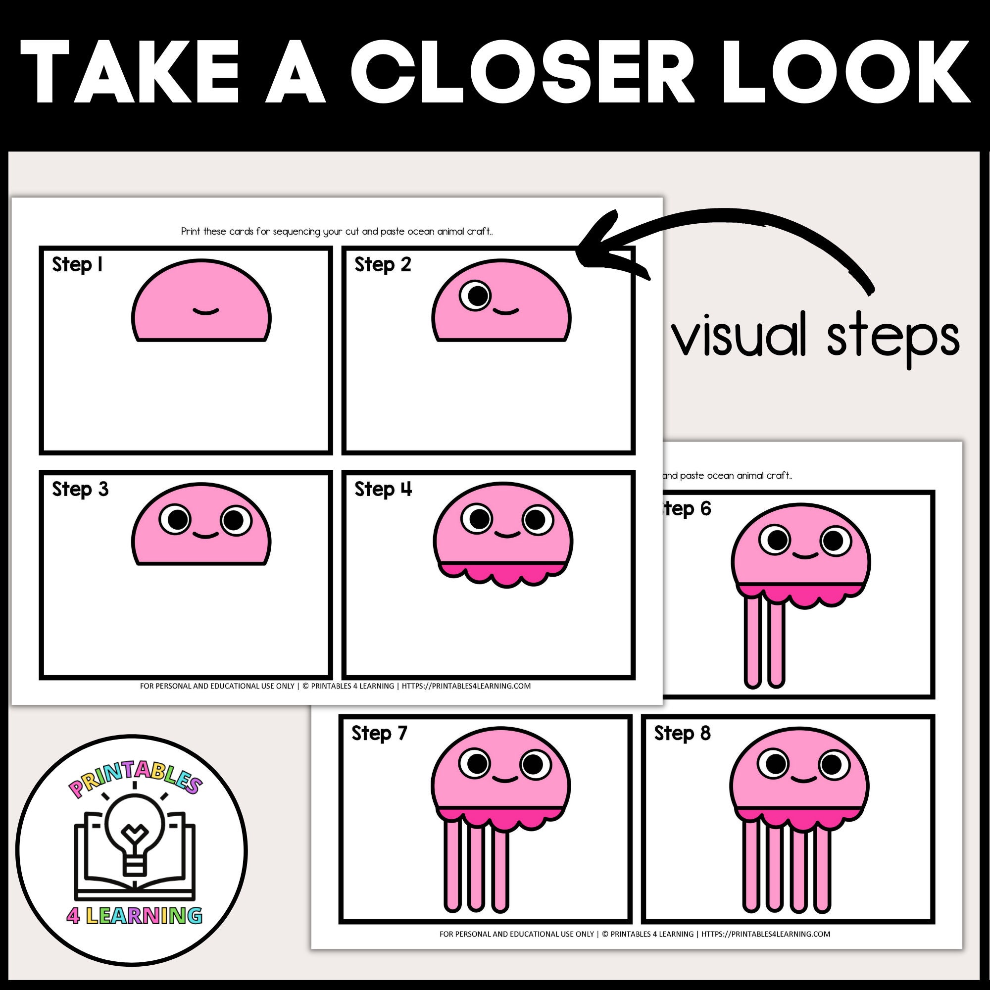 Printable Jellyfish Cut and Paste Craft - Instant Digital Download - Etsy