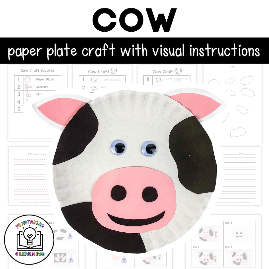 Cow Paper Plate Craft With Visual Instructions - Etsy