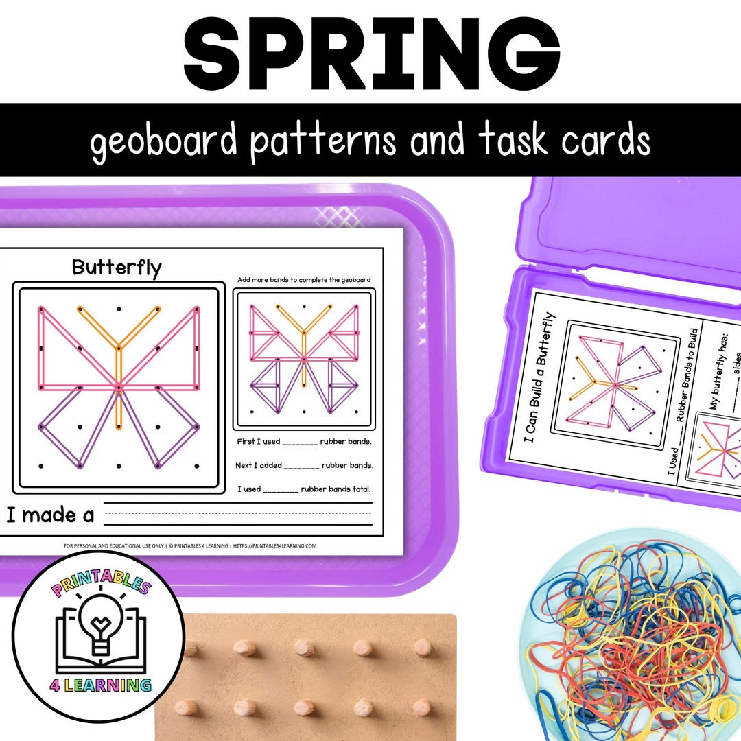 Spring Geoboards | Task Cards and Full Mat Geoboard Activities - Etsy