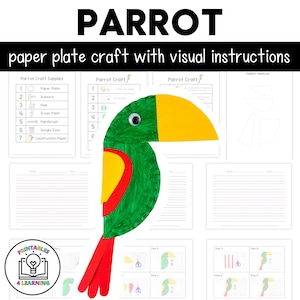 Parrot Paper Plate Craft With Visual Instructions - Etsy