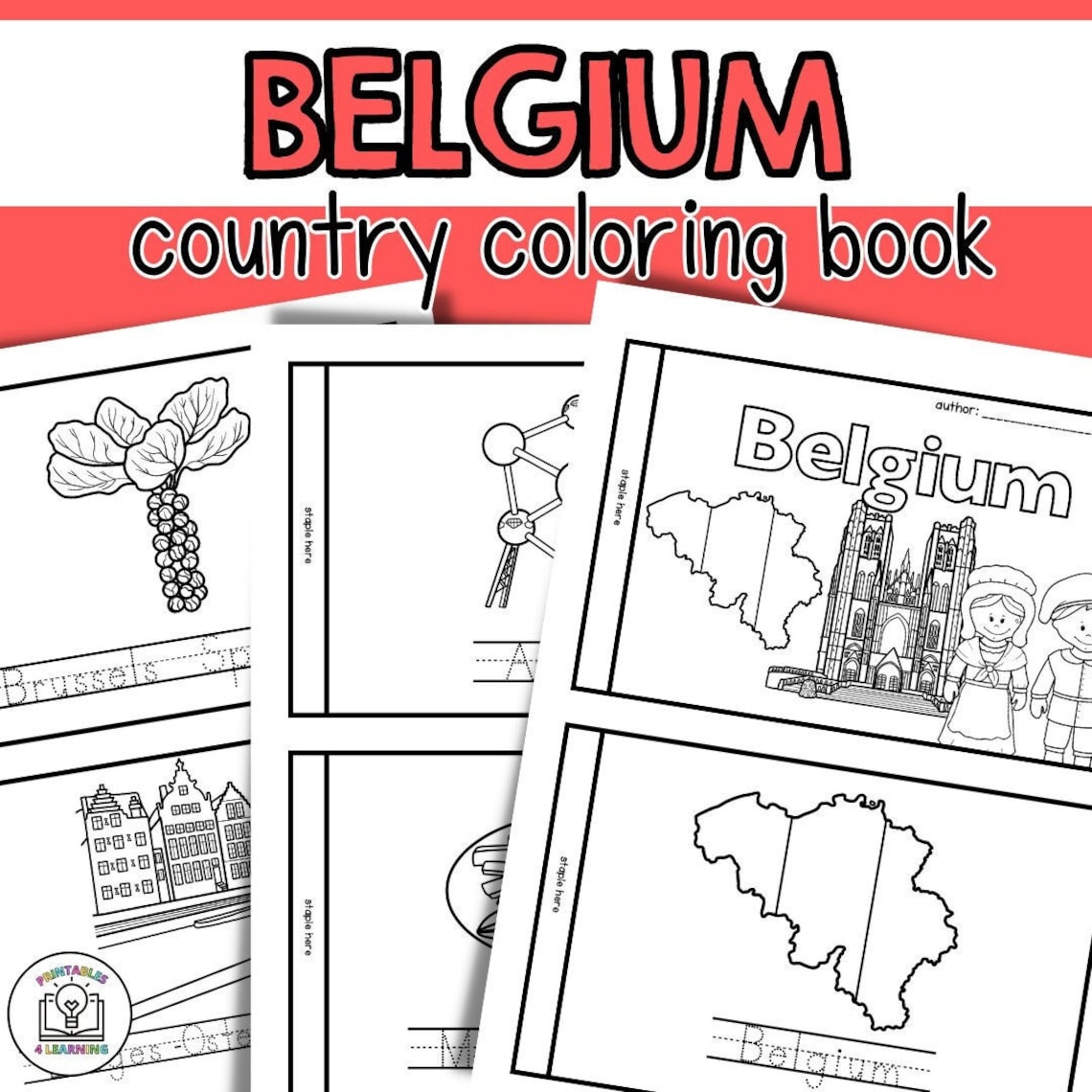 Belgium Color and Trace Book for Kids - Etsy