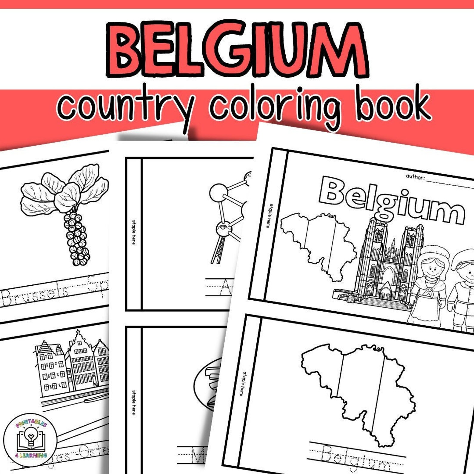 Belgium Color and Trace Book for Kids - Etsy