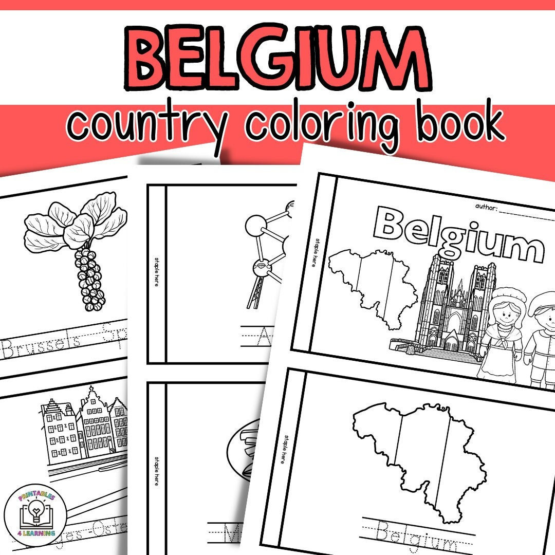 Belgium Color and Trace Book for Kids - Etsy