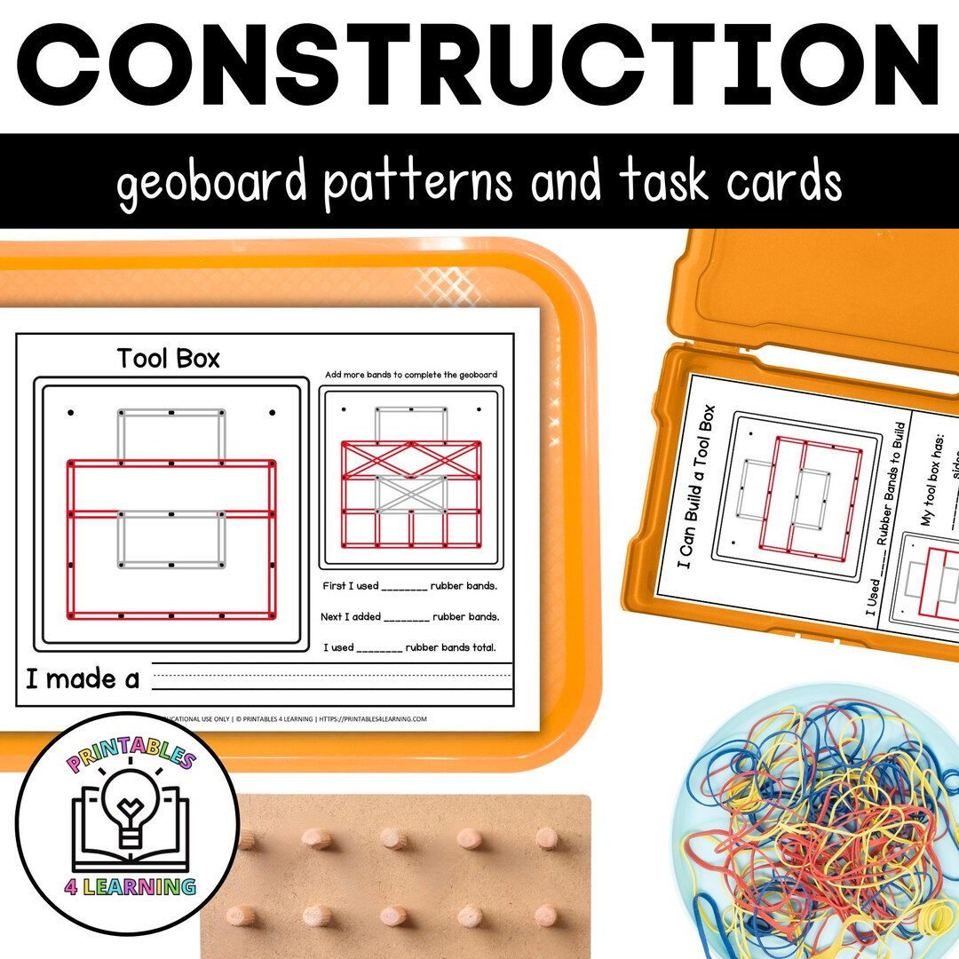 Construction Geoboards | Task Cards and Full Mat Geoboard Activities - Etsy