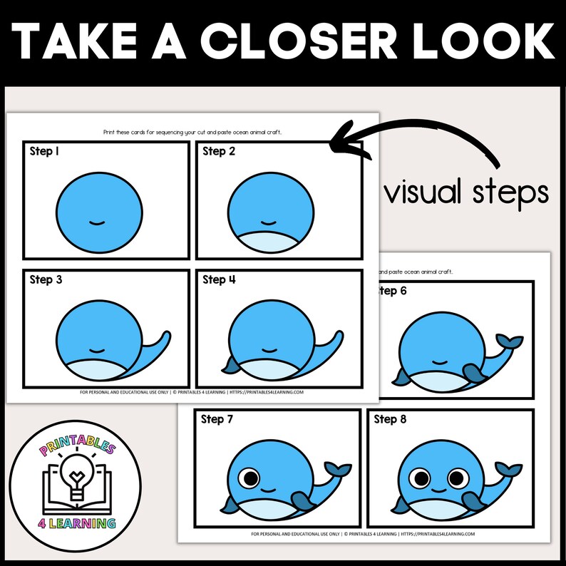 Printable Whale Cut and Paste Craft - Instant Digital Download - Etsy