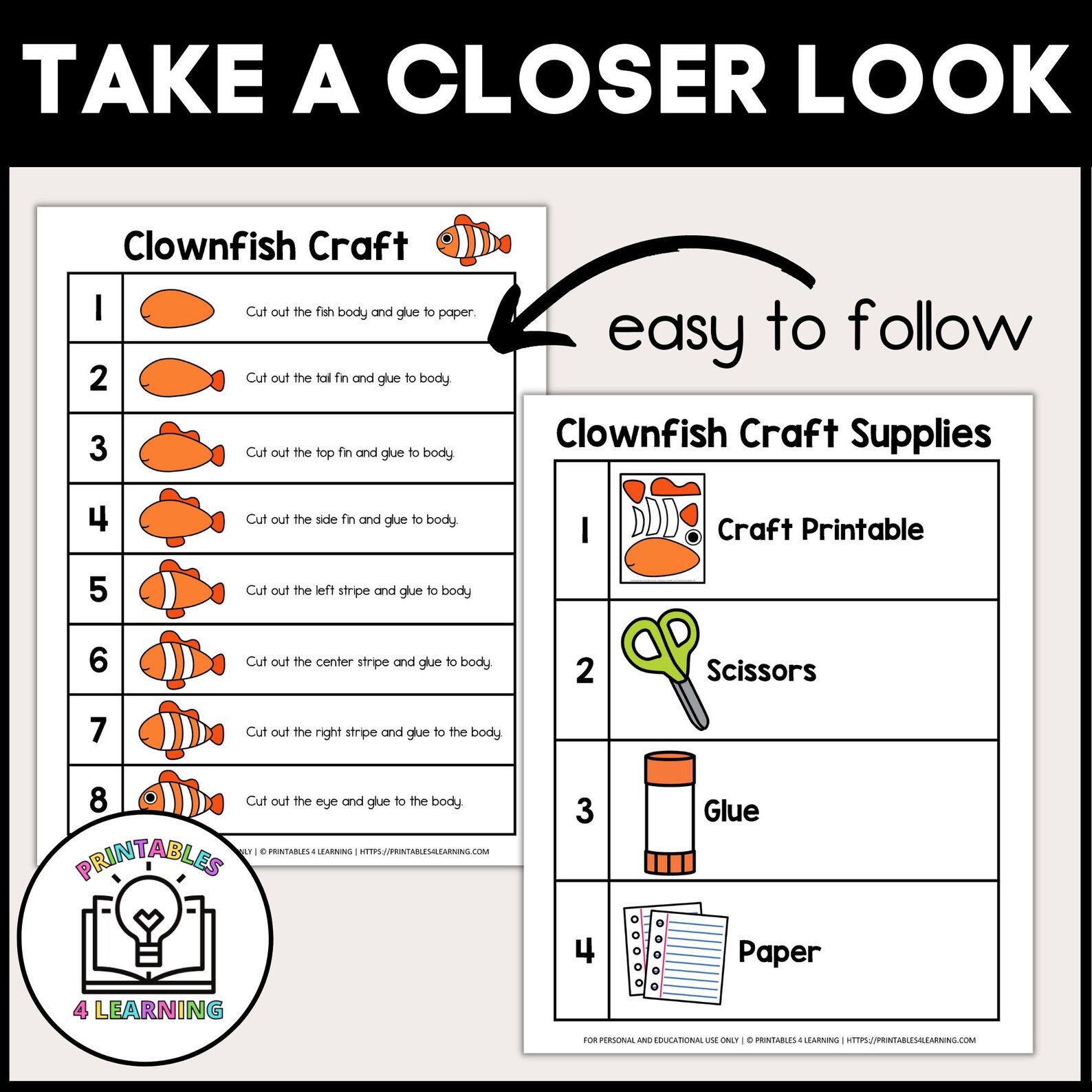 Printable Clownfish Cut and Paste Craft - Instant Digital Download - Etsy