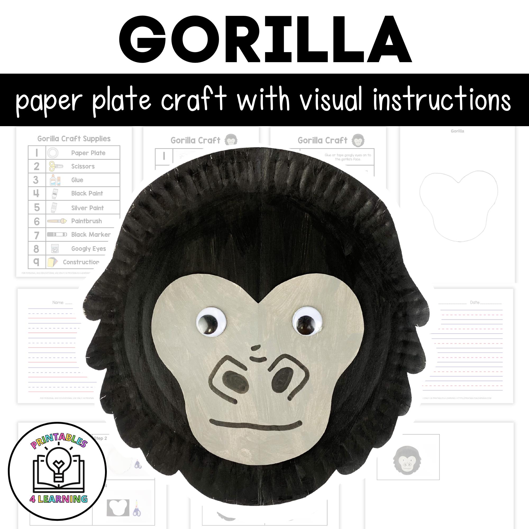 Gorilla Paper Plate Craft With Visual Instructions - Etsy